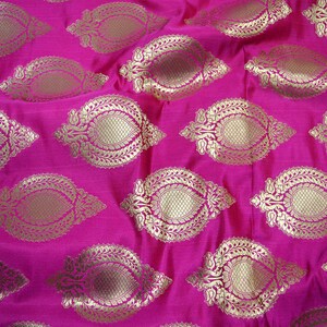Buy 1.5 Meter Banarasi Magenta Brocade Fabric Indian Brocade Fabric ...