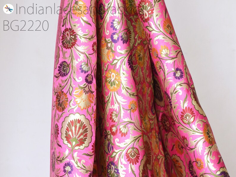 Fuchsia Brokat Stoff Meterware Banarasi Indisches Brautkleid - Etsy.de