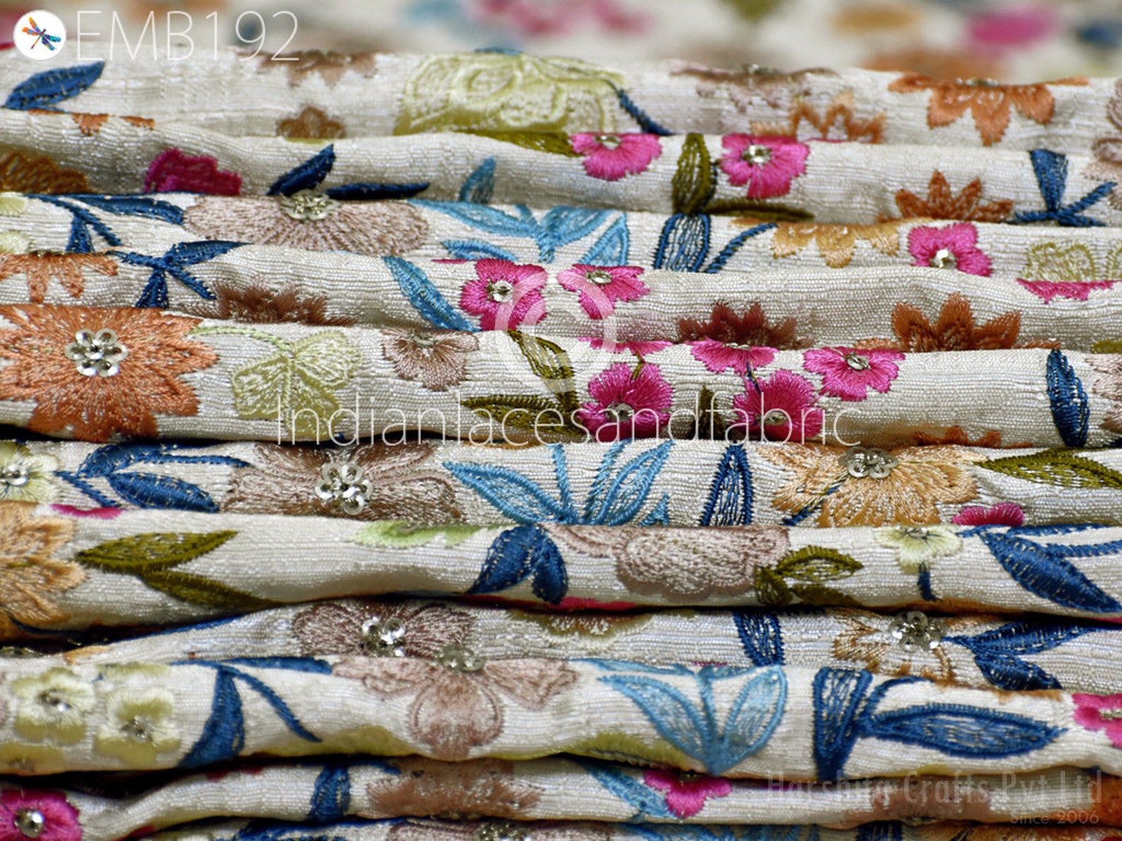 Indian Embroidered Fabric by the Yard Sewing DIY Crafting - Etsy