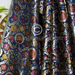 Buy Indian Navy Blue Silk Brocade by the Yard Wedding Dress Online in ...