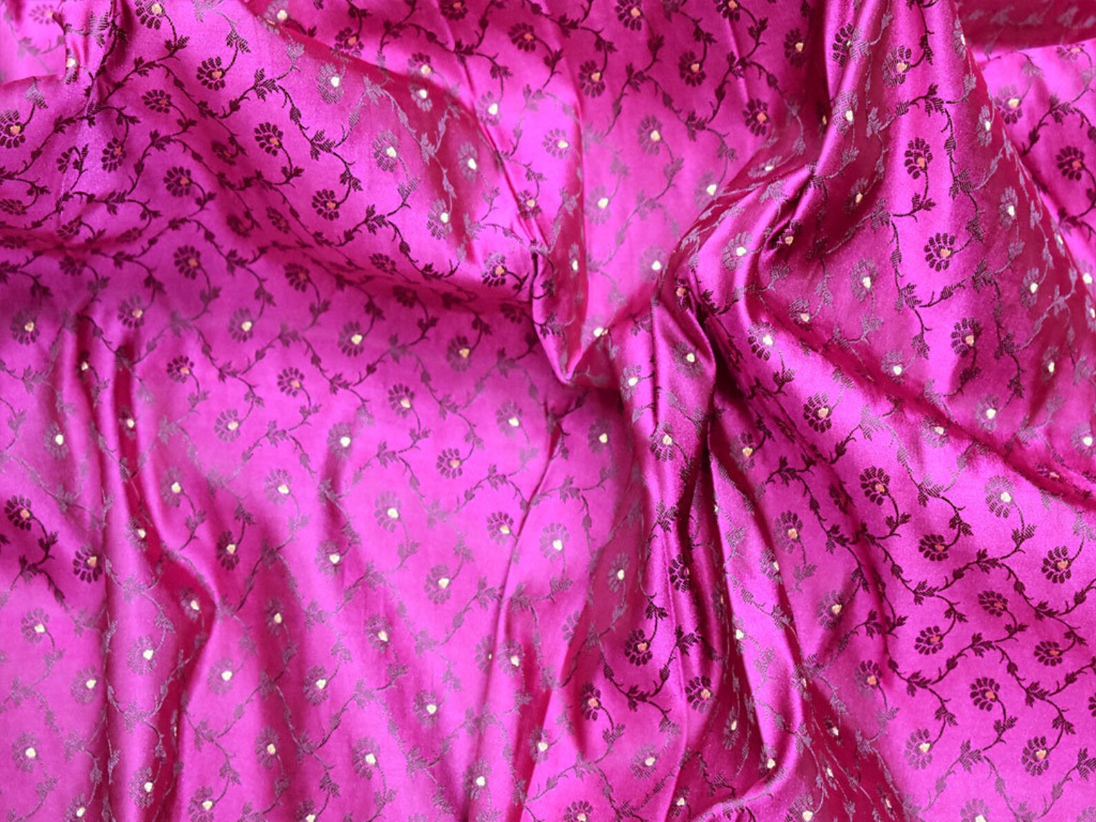 Deep Magenta Indian Brocade Jacquard Banarsi Saree Wedding - Etsy