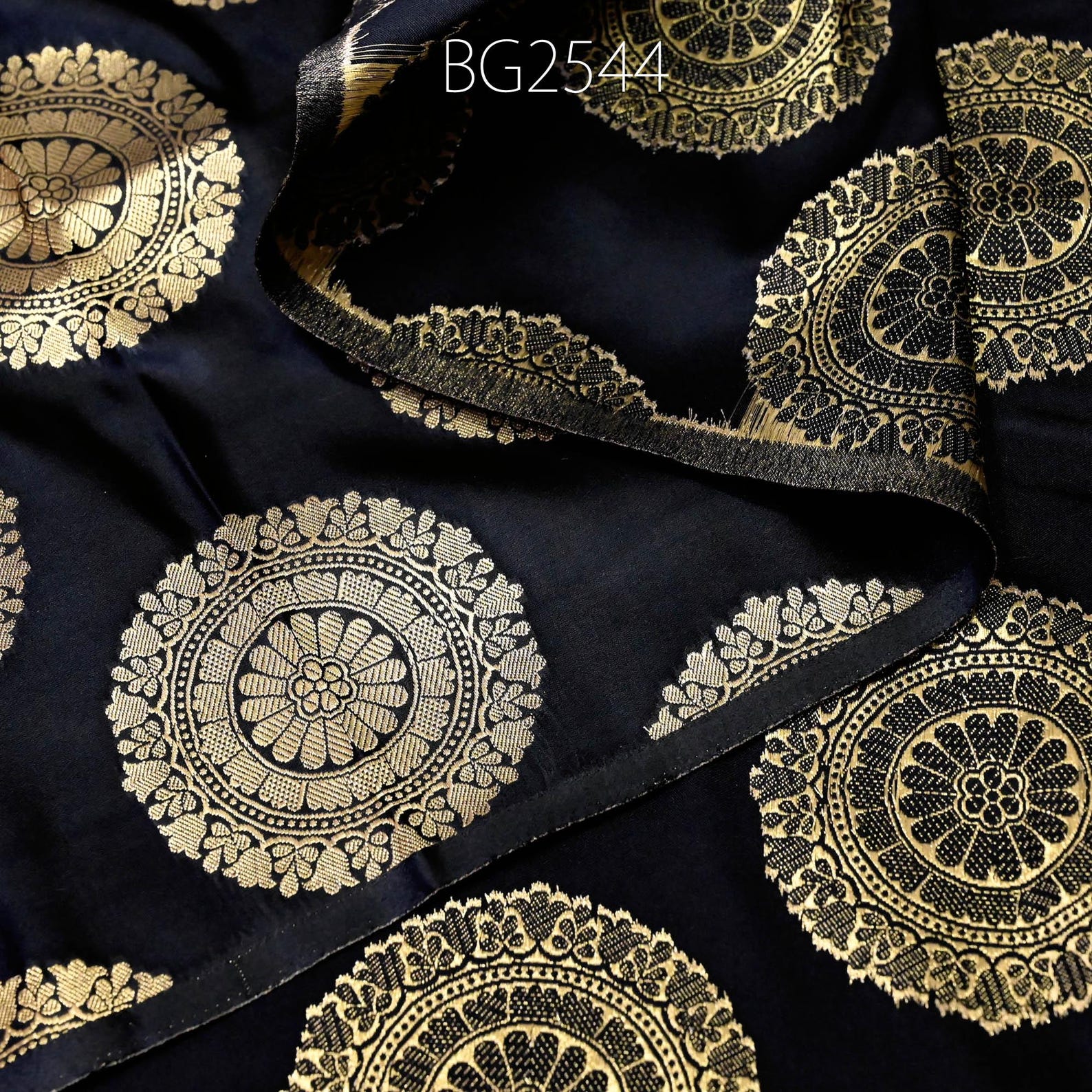 Victorian Costumes Black Brocade Banarasi Indian Fabric by the Yard for ...