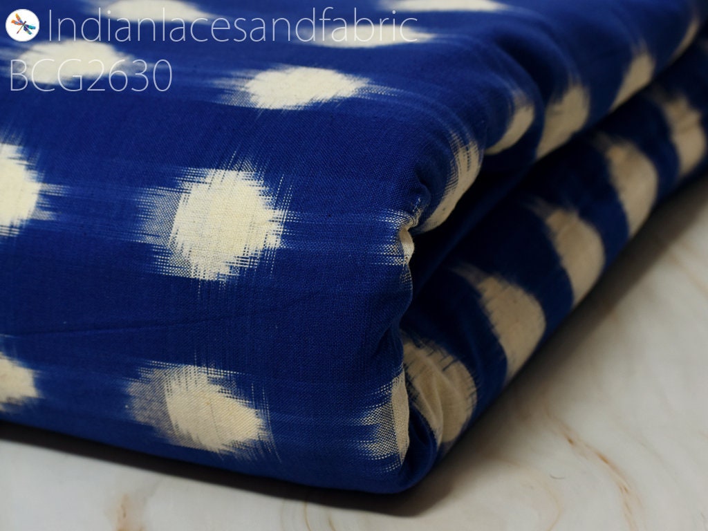 Blue Ikat Fabric Yardage Handloom Upholstery Fabric Cotton - Etsy