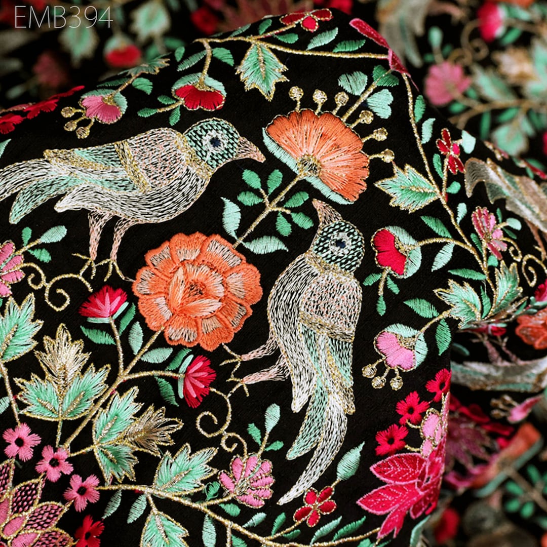 Buy Embroidered Fabric by the Yard Sewing DIY Crafting Indian ...