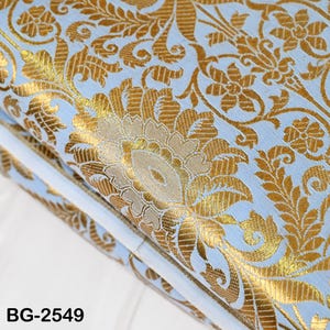 Light Blue Brocade Fabric by Yard Indian Winter Wedding Dress Brides ...