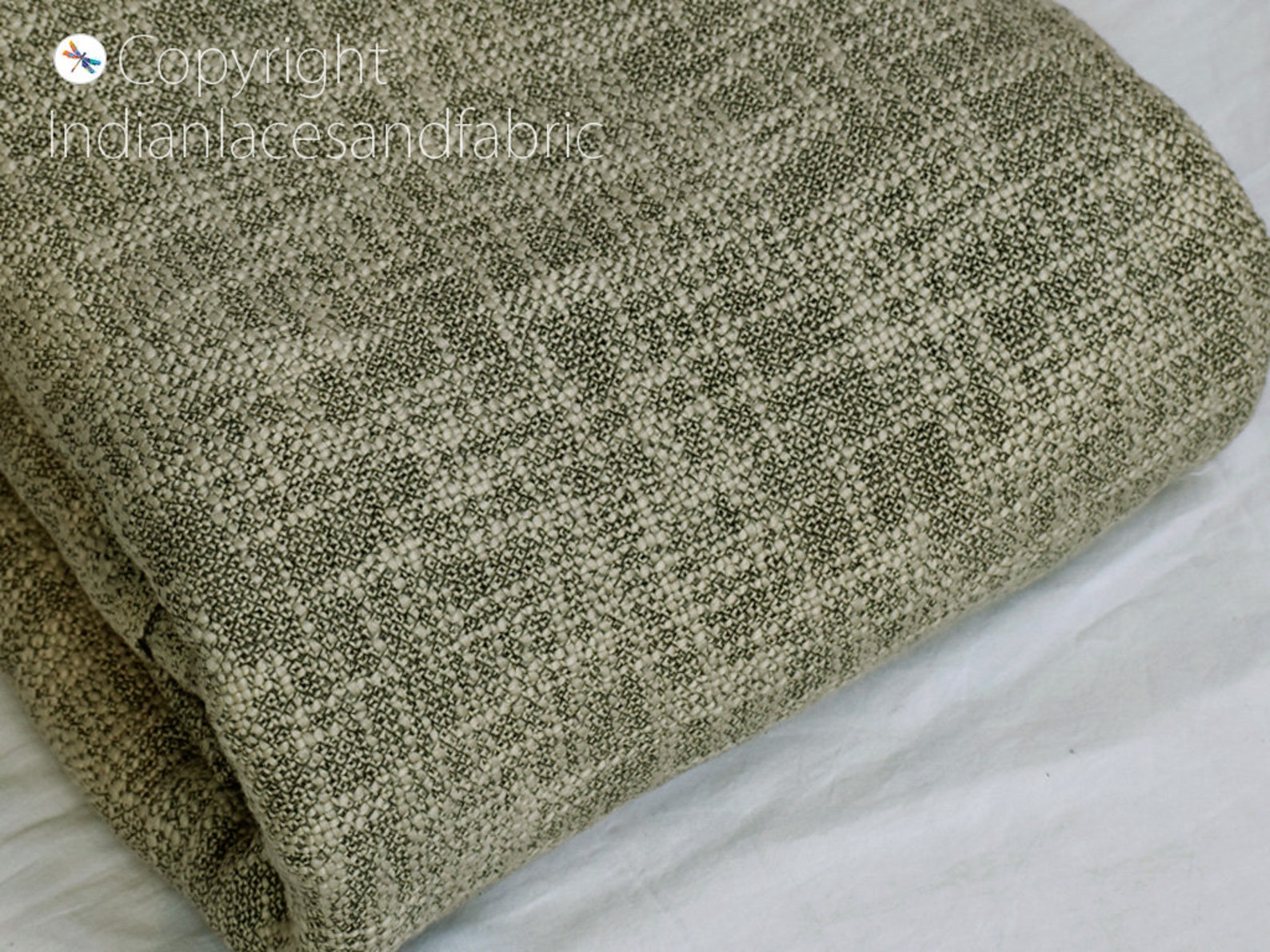 Indian Tweed Fabric Sold by the Yard Grey Woven Wool Blend Textile ...