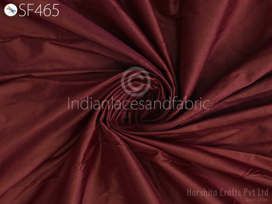 80gsm Maroon Indian Pure Silk Fabric by the Yard Mulberry Silk Home ...