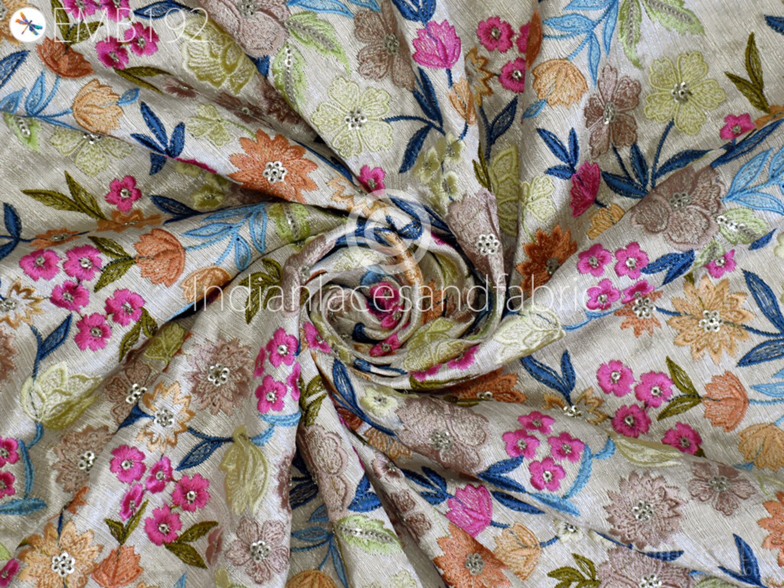 Indian Embroidered Fabric by the Yard Sewing DIY Crafting - Etsy