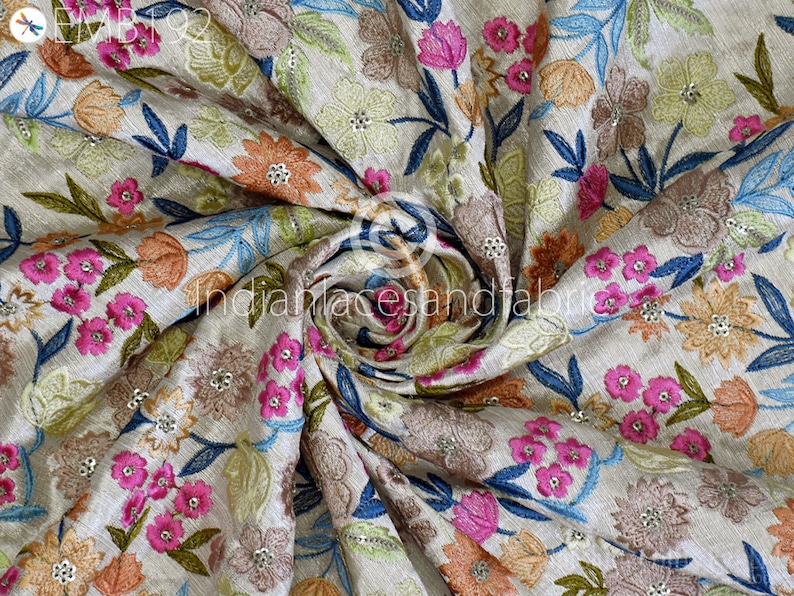 Indian Embroidered Fabric by the Yard Sewing DIY Crafting - Etsy