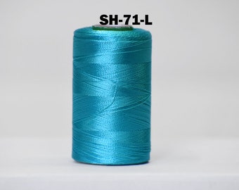 Turquoise Blue / White Silk Thread Spool, Art Silk Thread, Hand/machine ...