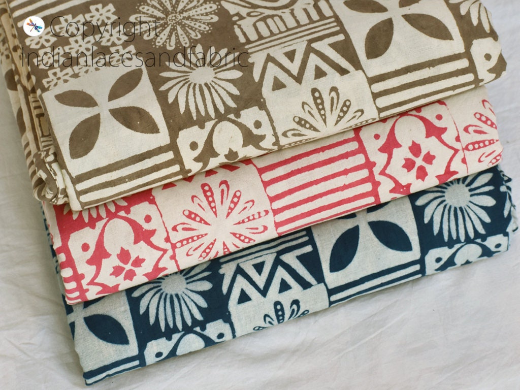 Indian Indigo Blue Block Printed Soft Cotton Fabric by the | Etsy