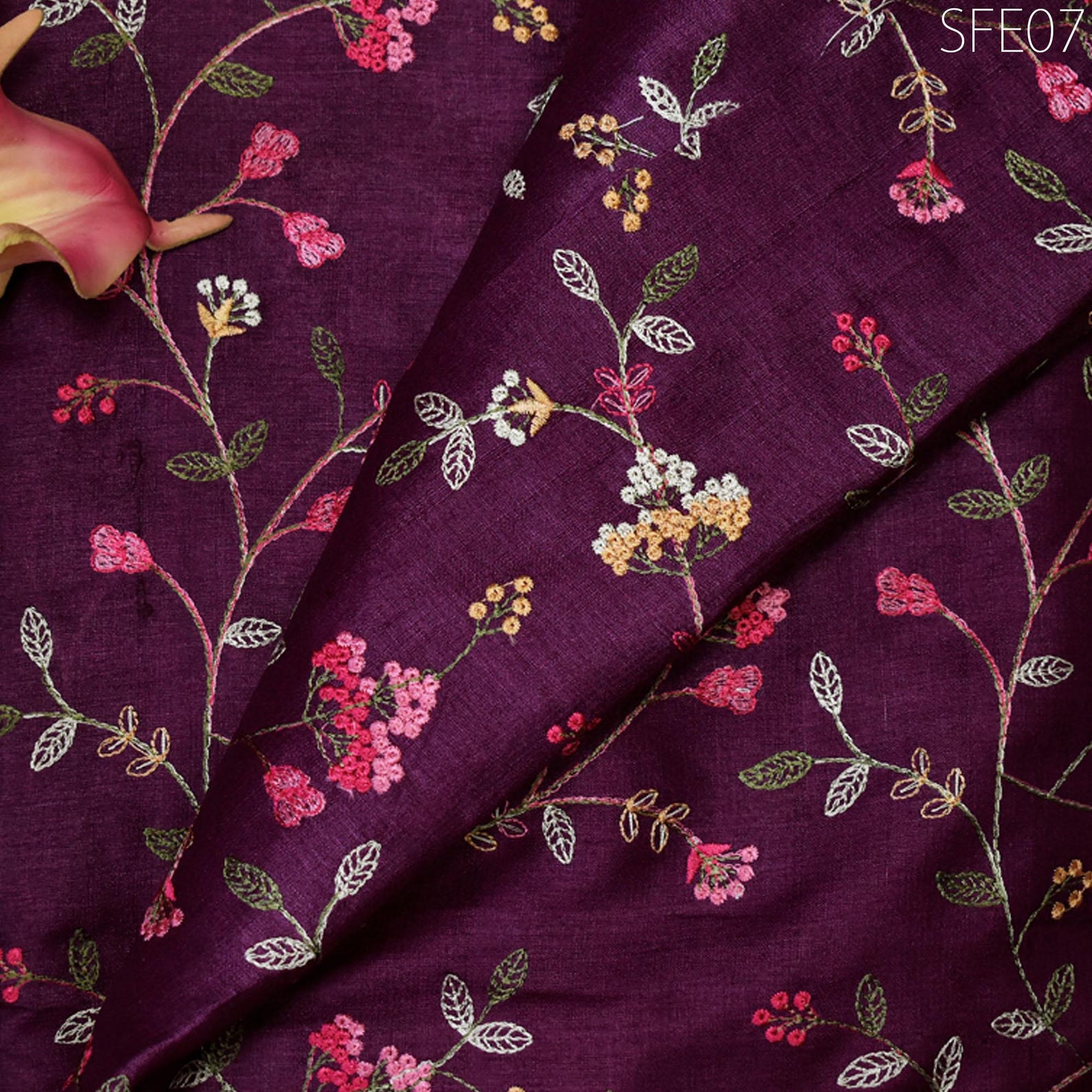 Pure Tussar Silk Embroidered Fabric by the Yard Indian Embroidery Raw ...