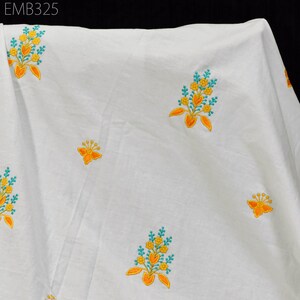 Floral Embroidered Cotton Fabric by the Yard Indian Embroidery Sewing ...