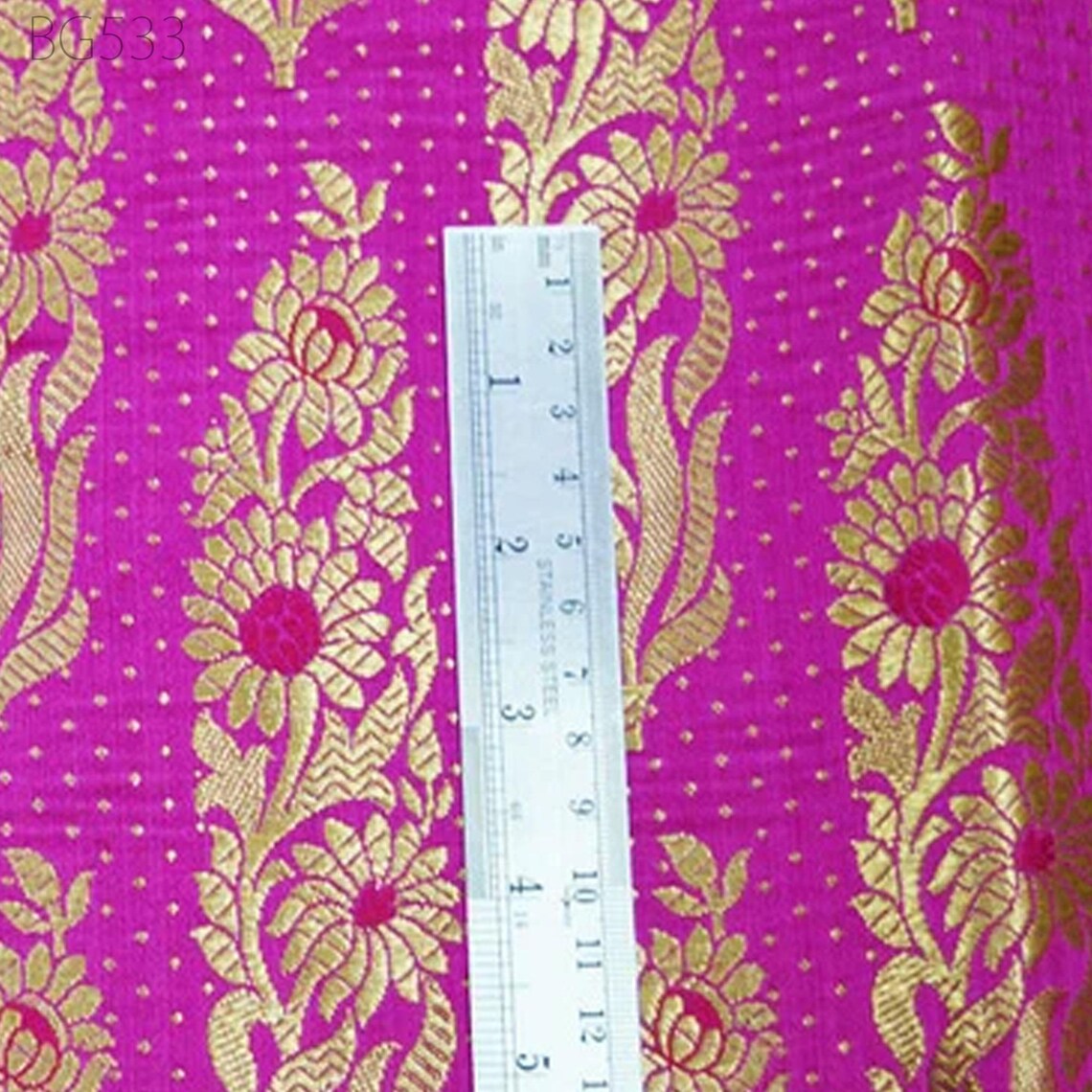 Magenta Brocade Fabric by the Yard Indian Wedding Dress Banarasi ...