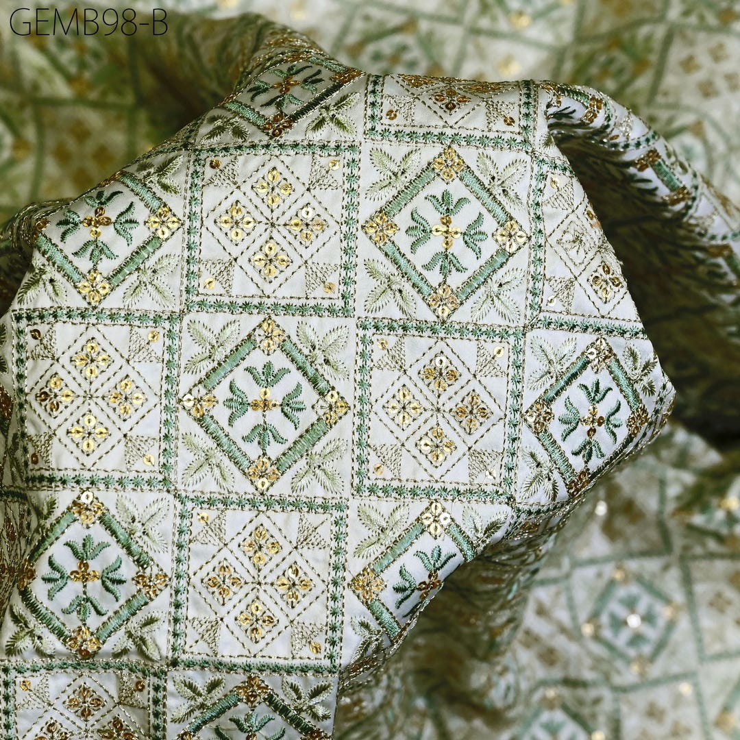 Pista Embroidery Fabric by the Yard Sewing DIY Crafting Indian ...