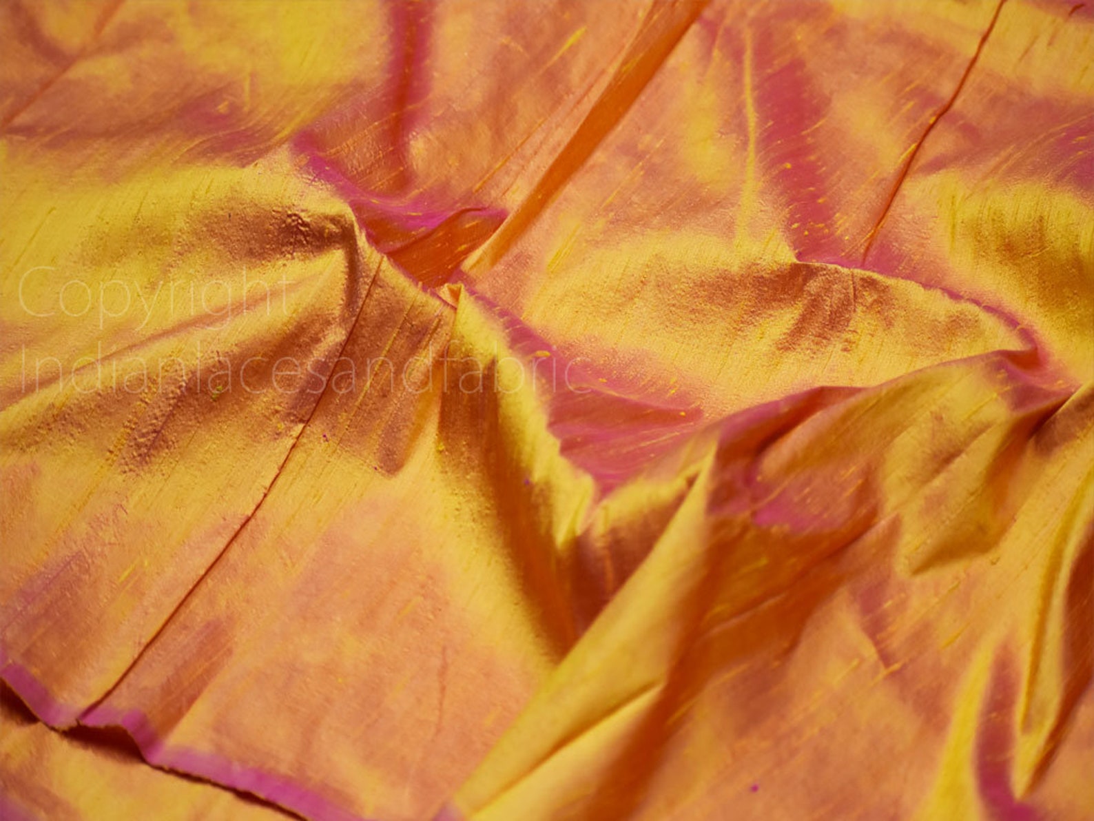 Iridescent Yellow Fuchsia Indian Pure Dupioni Raw Silk Fabric | Etsy