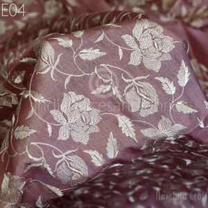 Pure Tussar Silk Embroidered Fabric by the Yard Indian Embroidery Raw ...