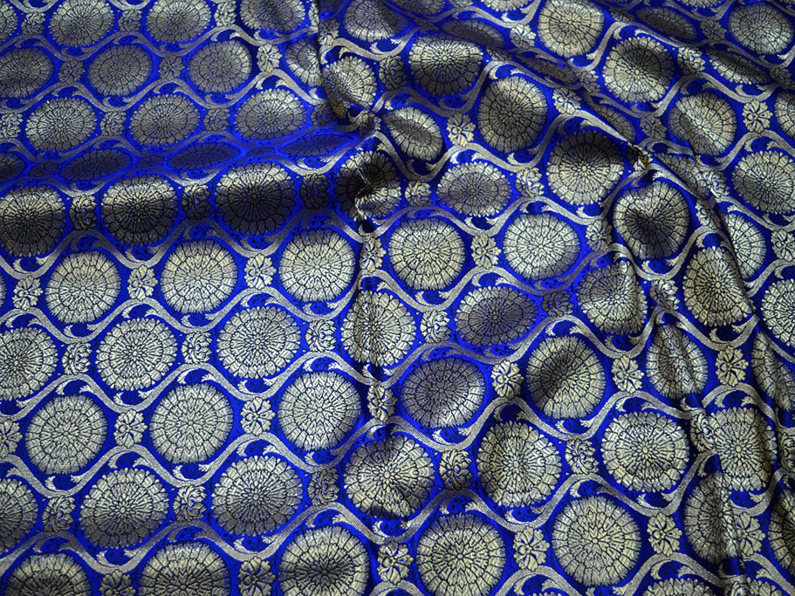 Home Décor Royal Blue Brocade Fabric by the Yard Banaras - Etsy