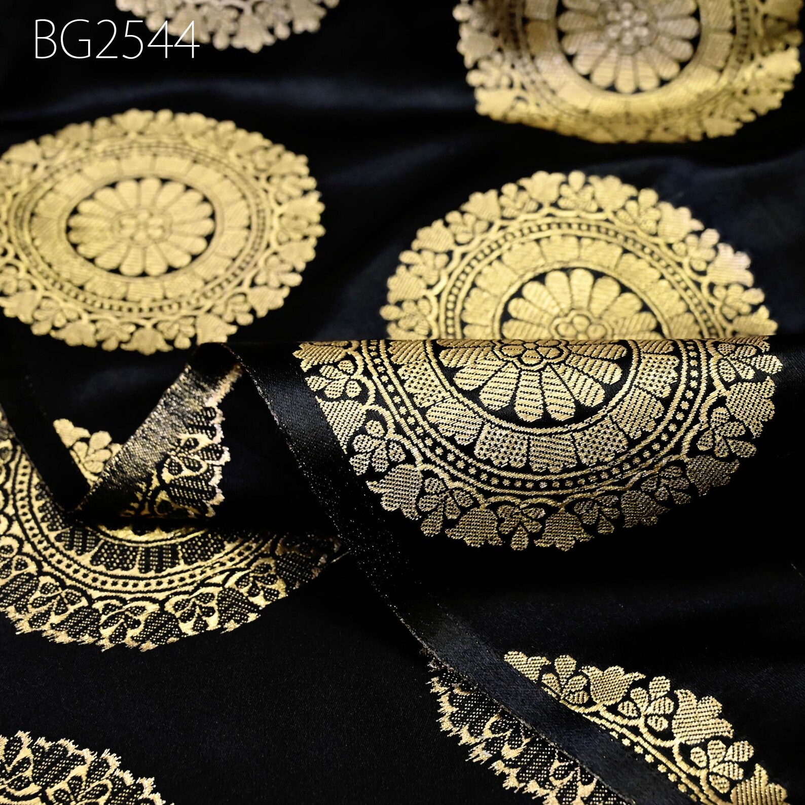 Victorian Costumes Black Brocade Banarasi Indian Fabric by the Yard for ...