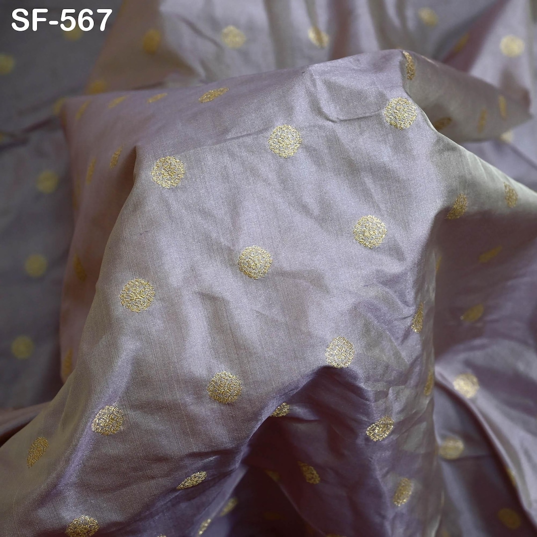 70gsm Pure Mysore Silk Fabric by the Yard Brocade Zari Indian Wedding ...