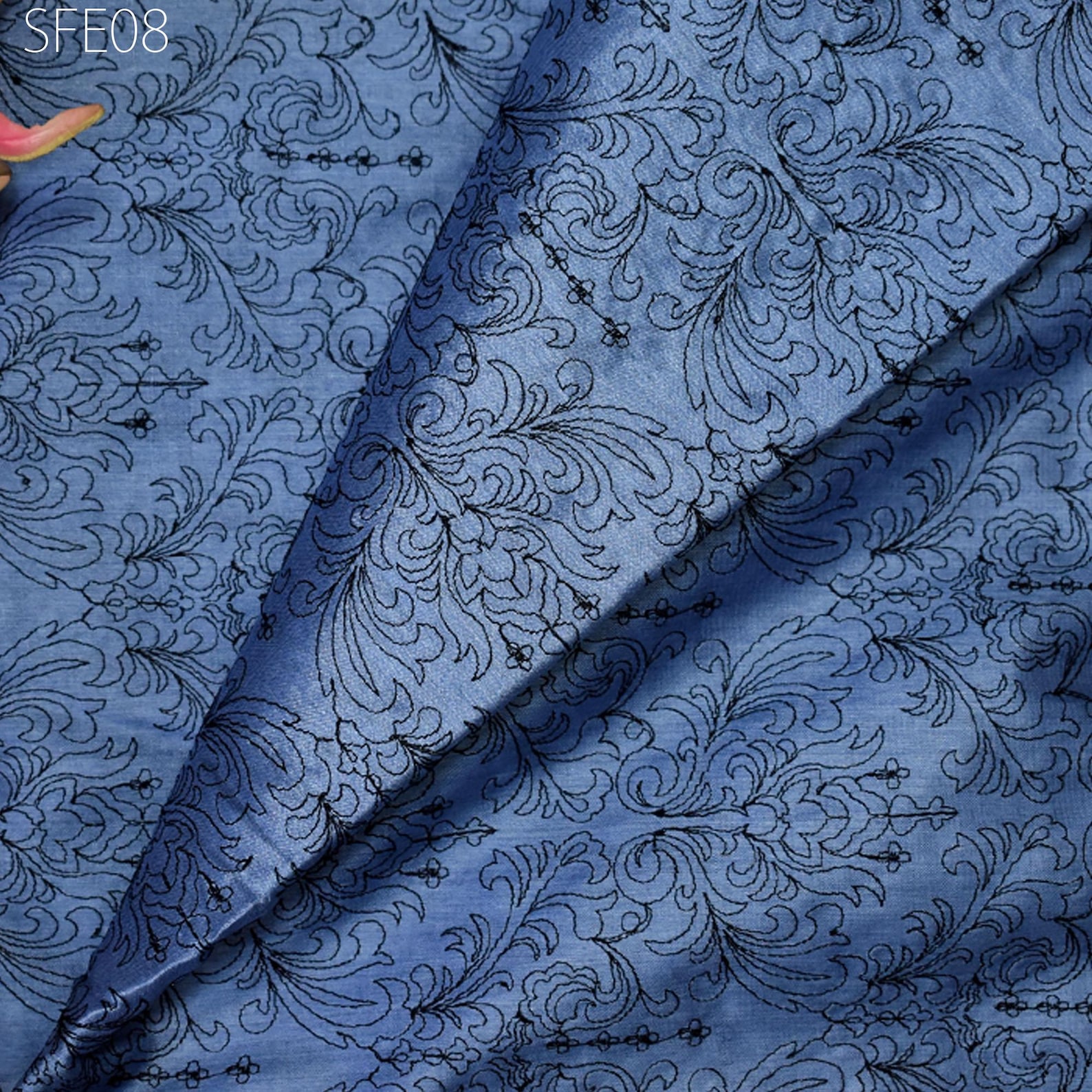 Pure Tussar Silk Embroidered Fabric by the Yard Indian Embroidery Raw ...