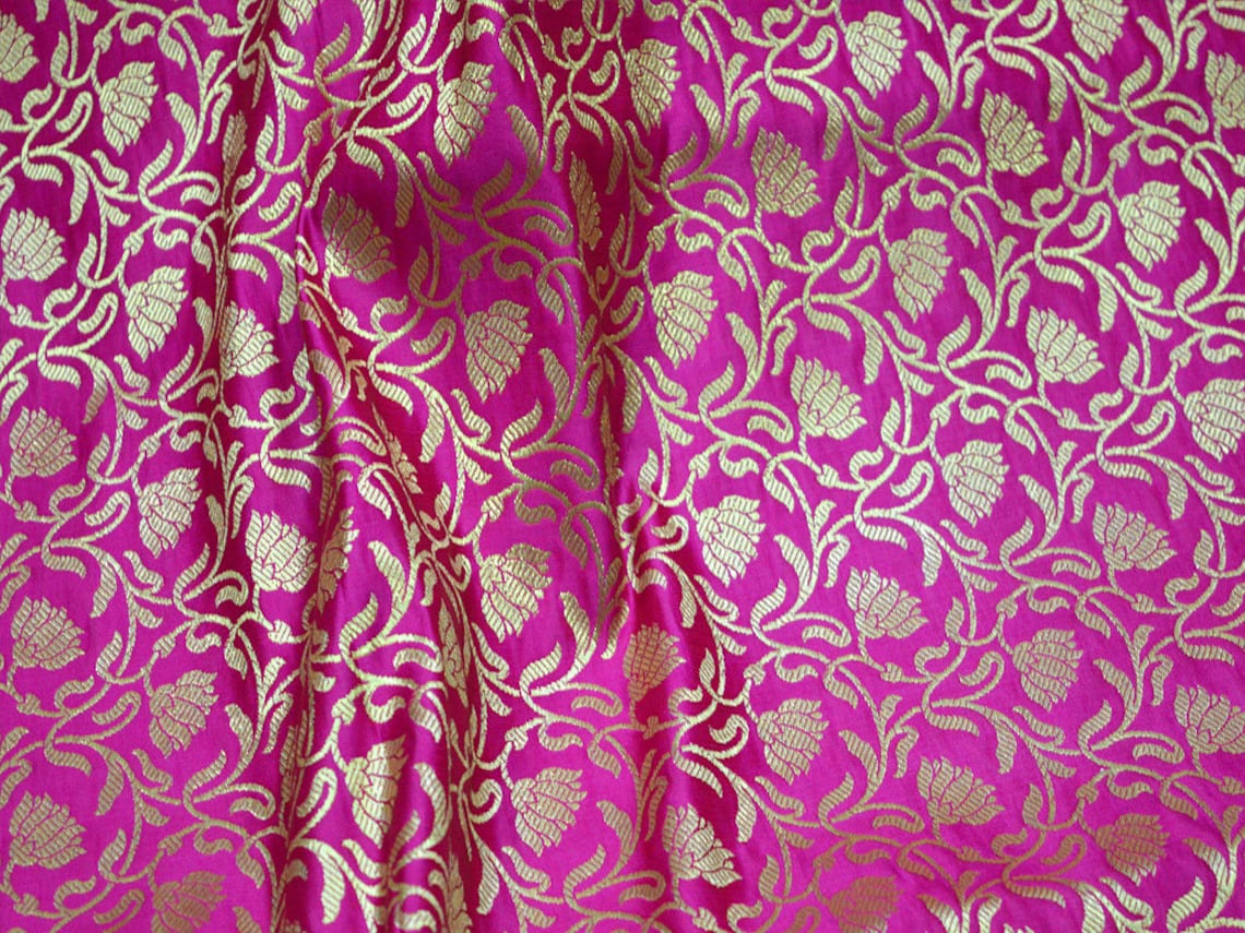 Magenta Brocade Fabric by the Yard Indian Fabric Wedding Dress Fabric ...