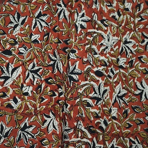 Rust Red Quilting Indian Floral Hand Block Print Soft Cotton Fabric by ...