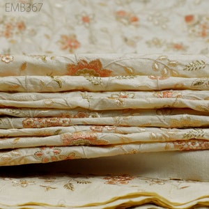 Ivory Fabric by the Yard Sewing DIY Crafting Indian Embroidery Wedding ...