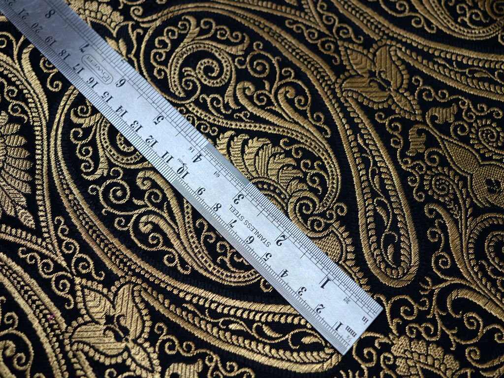 Black Brocade Fabric by the Yard Brocade for Vest Jacket | Etsy