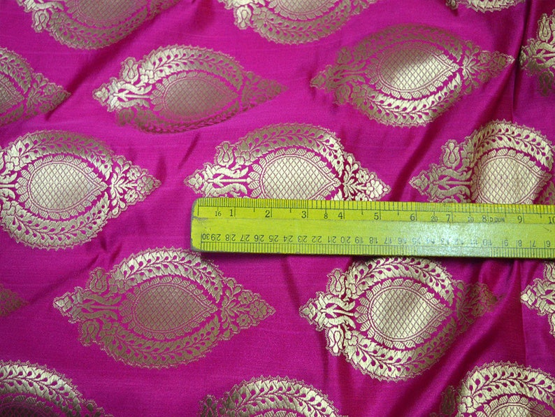 Buy 1.5 Meter Banarasi Magenta Brocade Fabric Indian Brocade Online in ...
