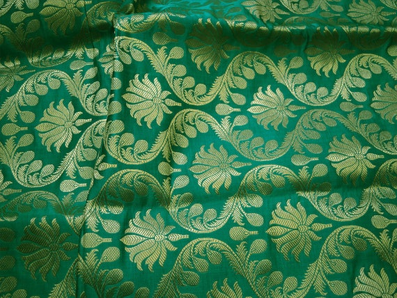 Grüner Brokat-Stoff der indischen Brokat-Stoff durch das | Etsy