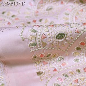 Indian Pink Embroidered Fabric by the Yard Sewing DIY Crafting ...