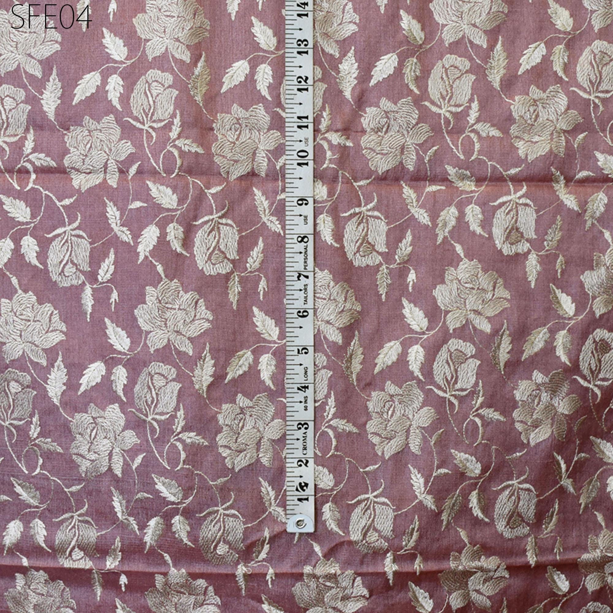 Pure Tussar Silk Embroidered Fabric by the Yard Indian Embroidery Raw ...