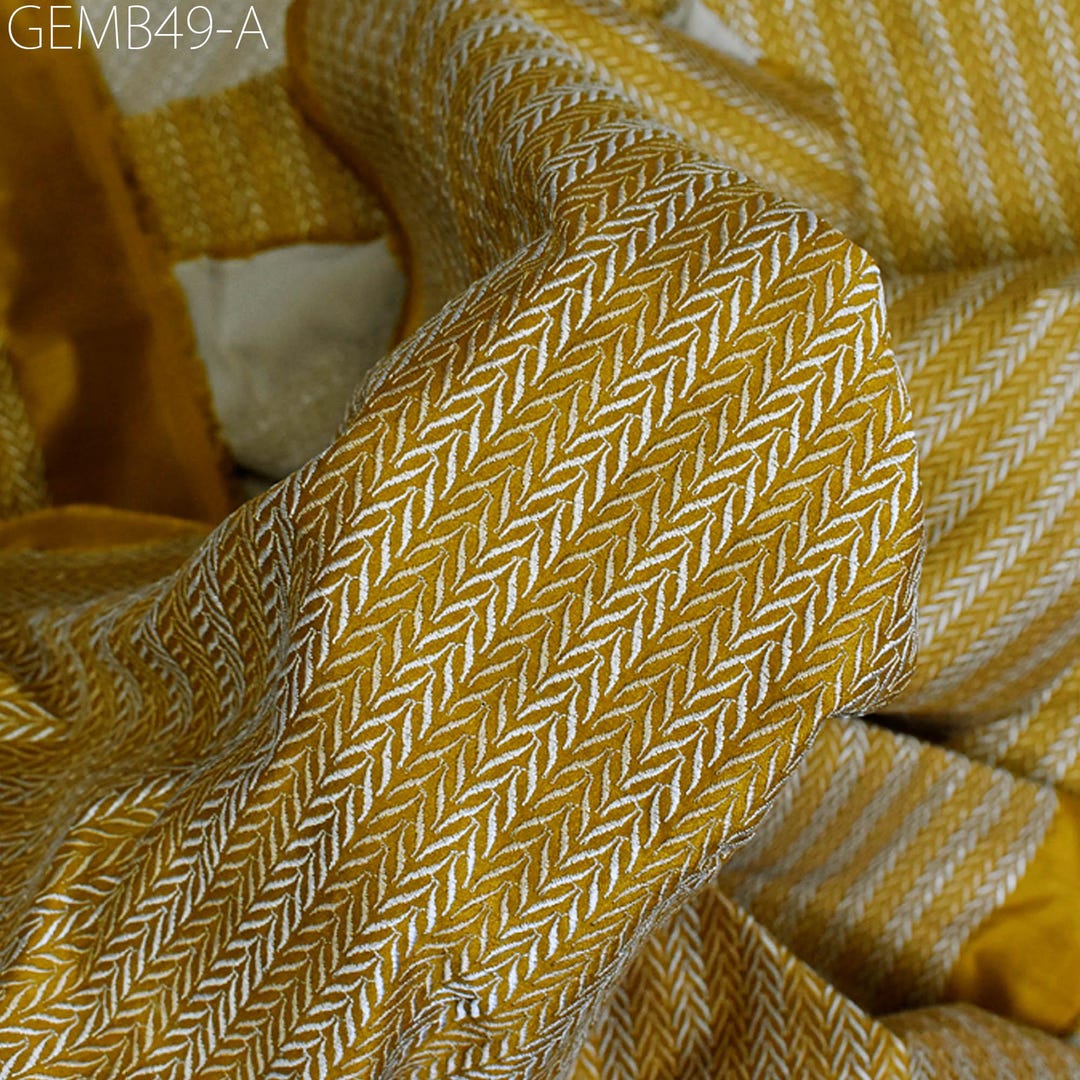 Mustard Embroidered Fabric by the Yard Sewing DIY Crafting Indian ...