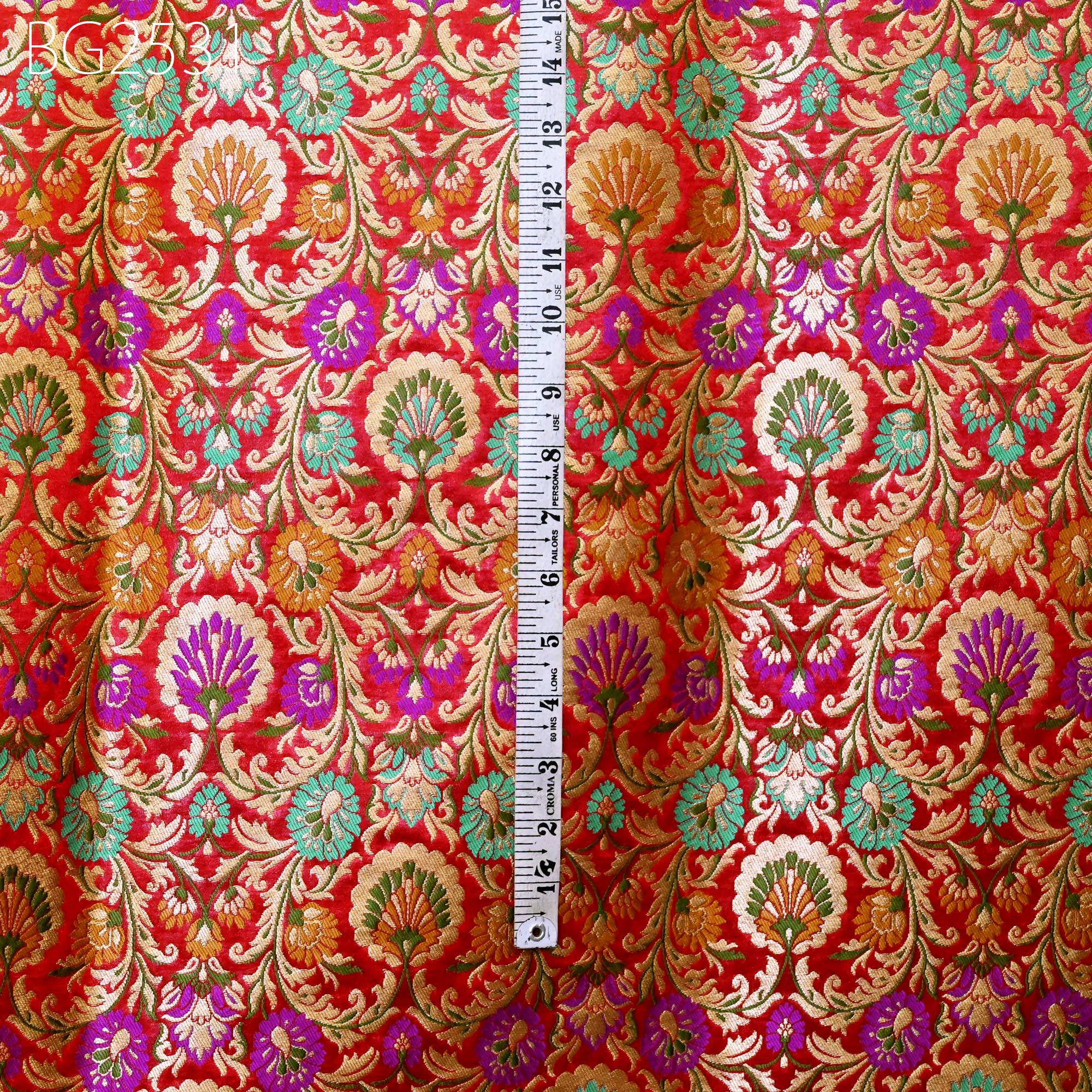 Red Brocade Fabric by the Yard Indian Winter Wedding Dresses Brides ...