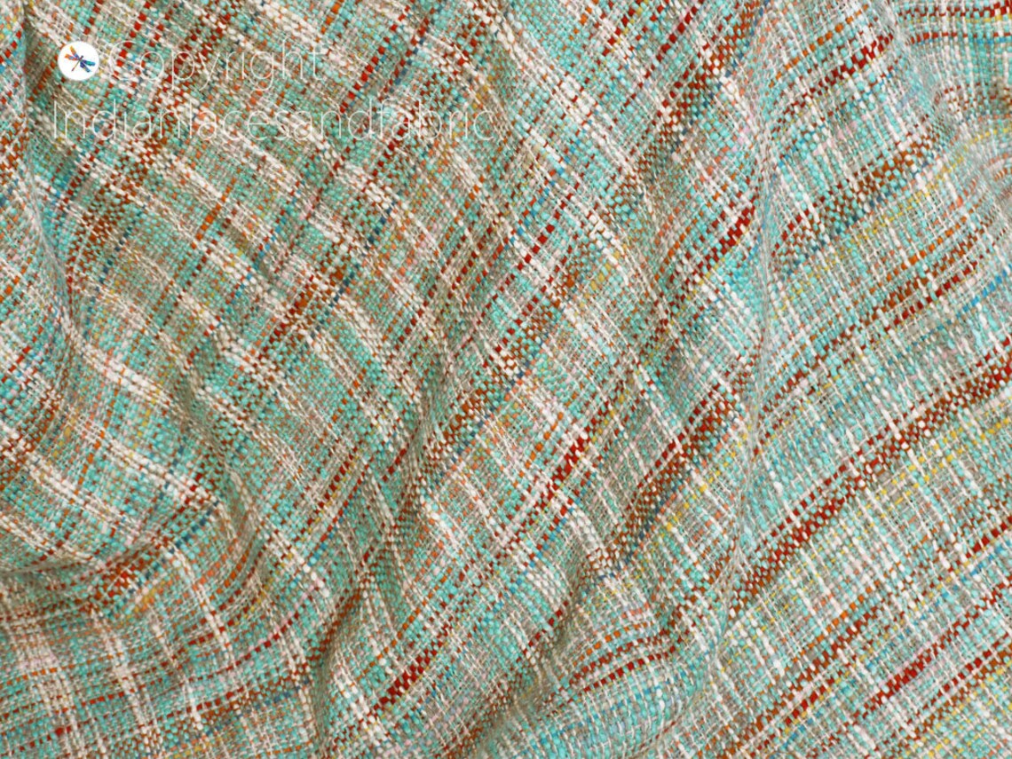 Indian Tweed Fabric Sold by the Yard Multi Color Woven Wool Blend ...
