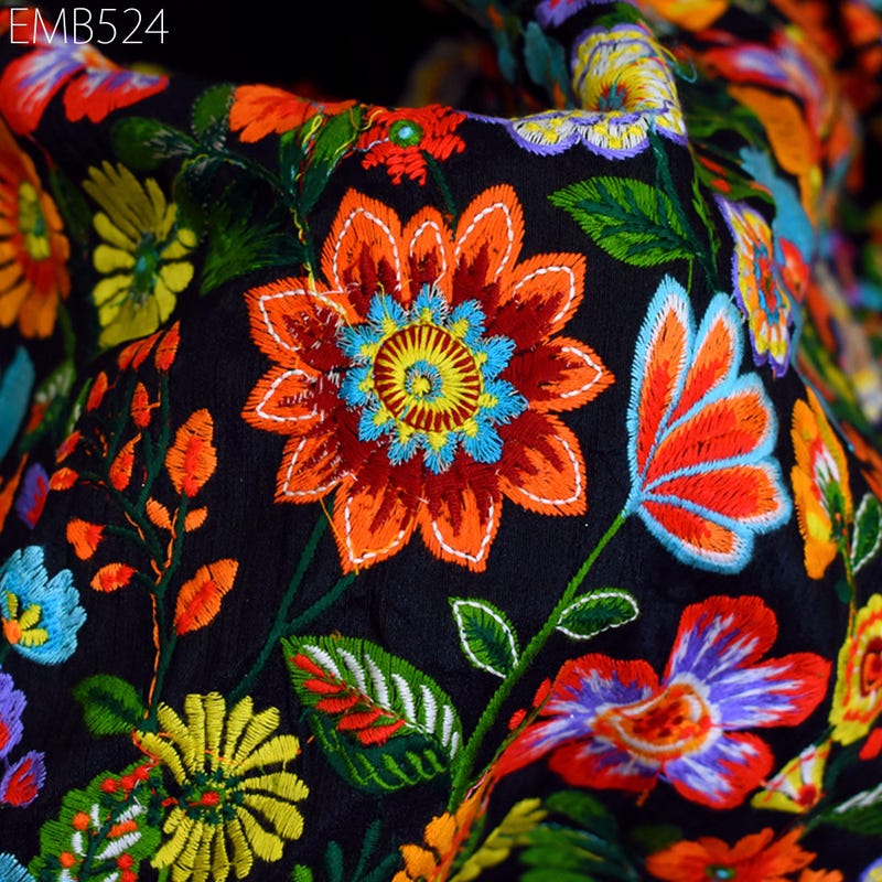 Embroidered Fabric - Etsy