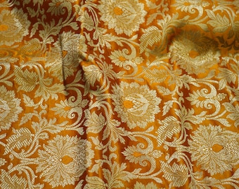 Orange Brocade Fabric by the Yard Crafting Wedding Dress - Etsy