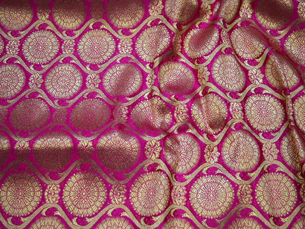 Home Décor Magenta Brocade Fabric by the Yard Banaras Crafting - Etsy