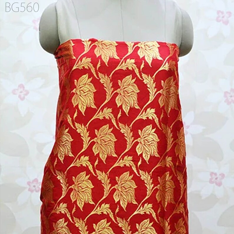 Red Brocade by the Yard Fabric Home Furnishing Wedding Dress Gown ...