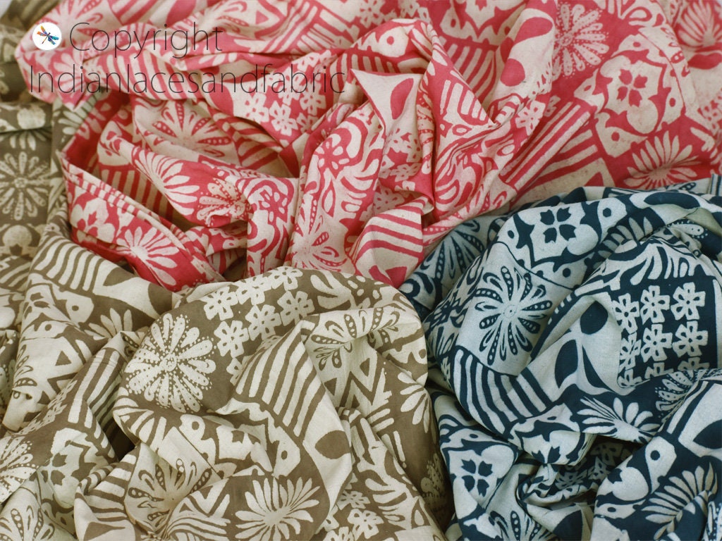 Indian Indigo Blue Block Printed Soft Cotton Fabric by the | Etsy