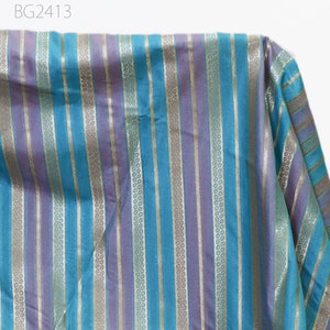 Blue Indian Brocade by the Yard Diagonal Stripes Banarasi Benarse ...