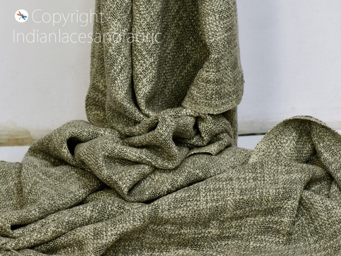 Indian Tweed Fabric Sold by the Yard Grey Woven Wool Blend Textile ...