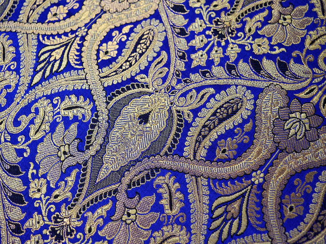 Indian Royal Blue Gold Heaving Fabric Wedding Blouses Cushion | Etsy