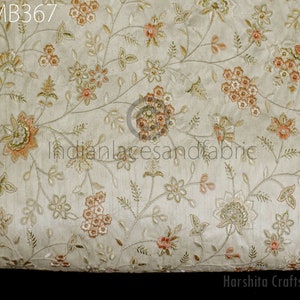 Ivory Fabric by the Yard Sewing DIY Crafting Indian Embroidery Wedding ...