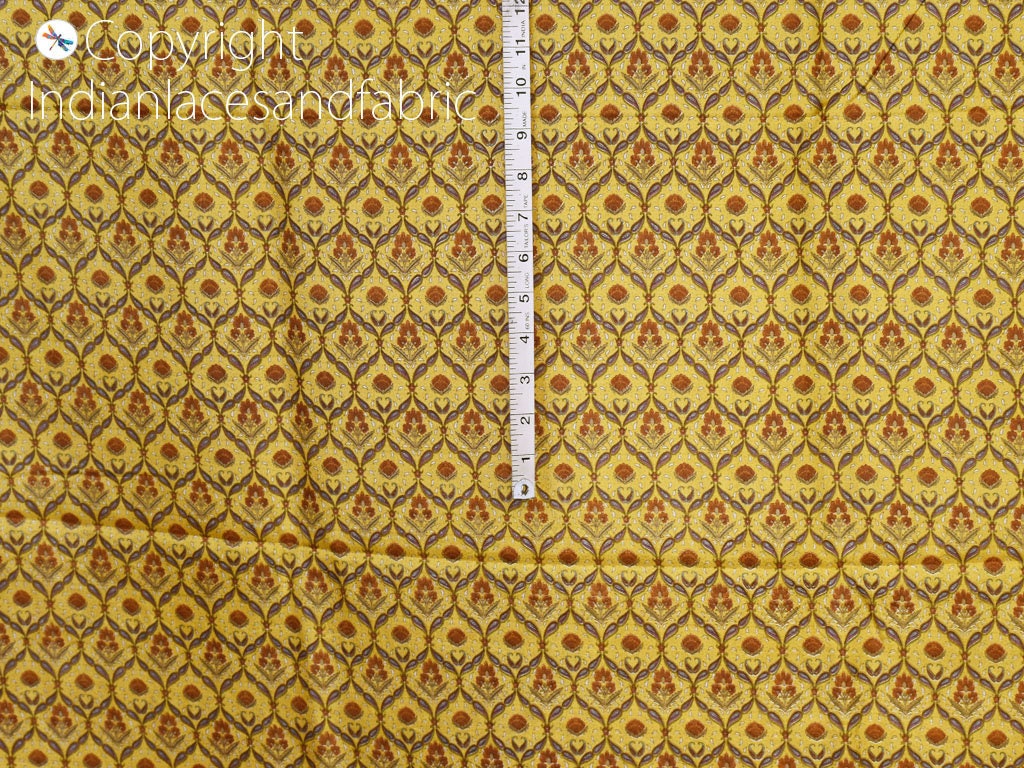 Tela Sari de seda estampada pura suave amarilla india por la | Etsy