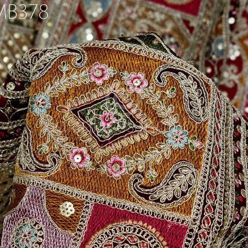 Mint Indian Embroidered Fabric by the Yard Georgette - Etsy