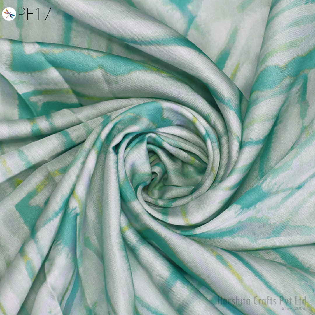 Modal Satin Fabric by the Yard Indian Soft Printed Fabric Women Flowy ...