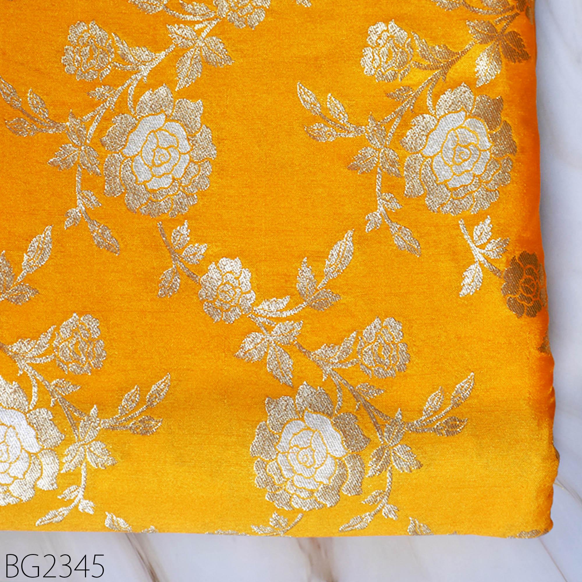 Indian Yellow Brocade by the Yard Banarasi Wedding Dresses Costumes ...