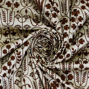 Indian Embroidered Dupioni Fabric by the Yard Sewing Crafting ...